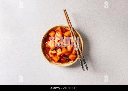 Kimchi in Ceramic Bowl, Traditional Korean Fermented Food Stock Photo ...