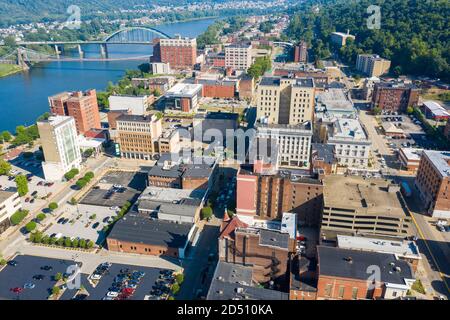 An aerial view of Wheeling, West Virginia, showcasing the city's ...