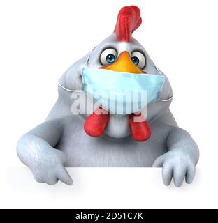 Fun 3D cartoon chicken with a mask Stock Photo - Alamy