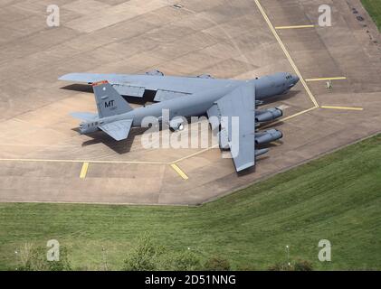 Aerial view of a Boeing B.52 Stratofortress on the ground at RAF ...