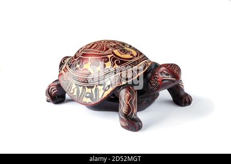 Turtle with the image of the Buddha on the shell, white background ...