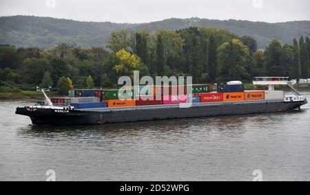 cargo barge on the German Rhein river Stock Photo - Alamy
