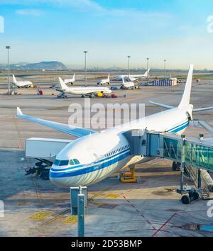 Planes parked at the Barcelona airport terminal, on 12th May 2020 ...