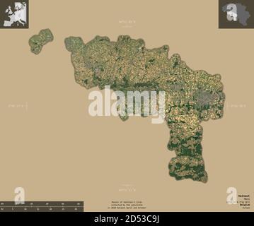 Hainaut, province of Belgium. High resolution satellite map. Locations ...