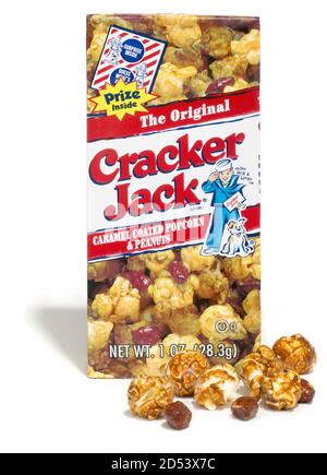 A box of Cracker Jack, an American snack consisting of molasses ...
