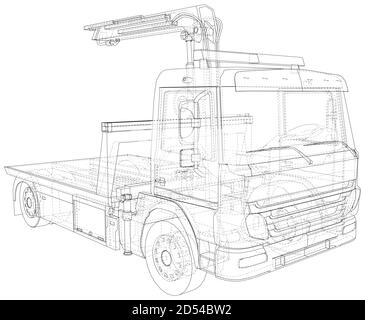 Tow truck vector. The layers of visible and invisible lines are ...