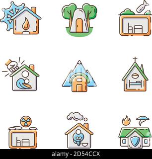 Human shelters linear icons set Stock Vector Image & Art - Alamy