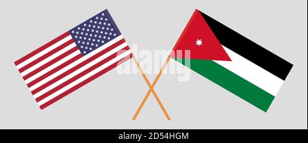 Jordan and America crossed flags. Jordanian and American flags on a ...