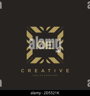 OE Initial Letter Gold calligraphic feminine floral hand drawn heraldic monogram antique vintage ...