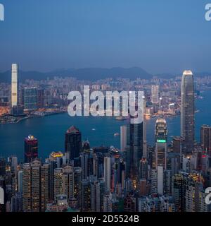 The two tallest buildings in Hong Kong, ICC. & IFC. seen face to face ...