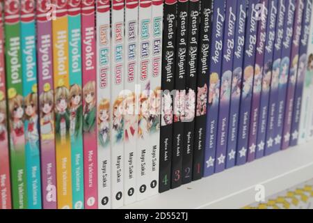 Various japanese cartoon books for sale in a bookshop. Anime, Mange ...