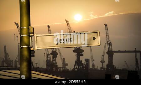 Street Sign the Direction Way to Jesus Stock Photo - Alamy