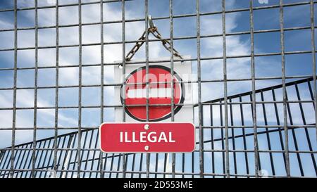 Street Sign the Direction Way to Legal versus Illegal Stock Photo - Alamy