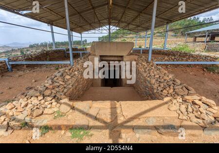 The tombs of King Kaleb and Gebre Meskel in Axum or Aksum in Ethiopia ...