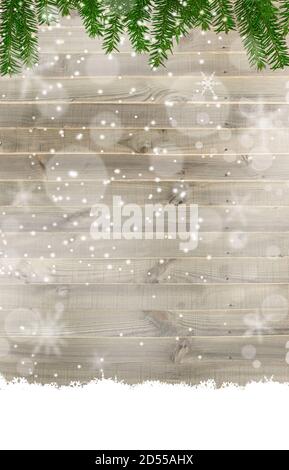 Empty wooden deck table with christmas background. Ready for product ...