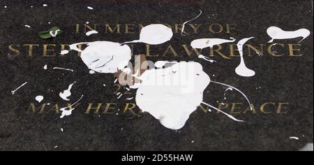 Plaque where Stephen Lawrence was murdered in Eltham, South East London ...