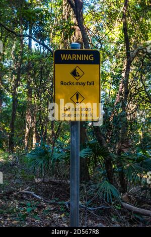 A sign on a bushwalking track in northern suburban Sydney, Australia ...