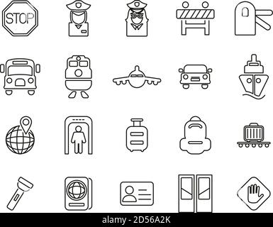 Border Crossing Icons Thin Line Set Big Stock Vector Image & Art - Alamy