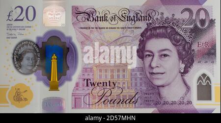 The 2020 polymer £20 pound note from the Bank of England featuring ...