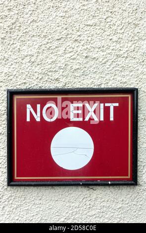 Exit sign on white wall building and construction symbol Stock Photo ...