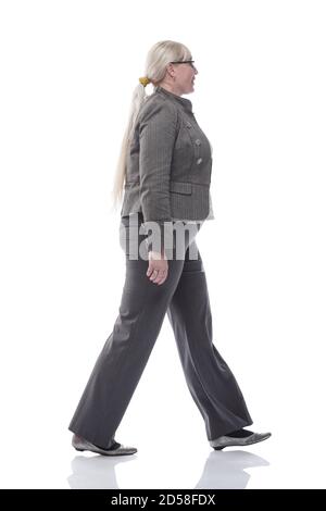 successful business woman stepping forward . isolated on a white Stock ...