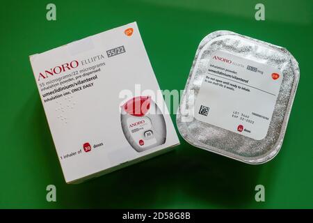 Umeclidinium Vilanterol inhaler powder in half opened package Stock ...