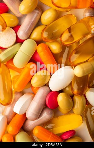 Collection of the colorful capsules with medicines Stock Photo - Alamy