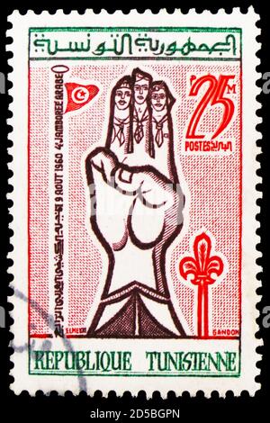 TUNISIA - CIRCA 1960: a stamp printed in Tunisia shows View of Skanes ...