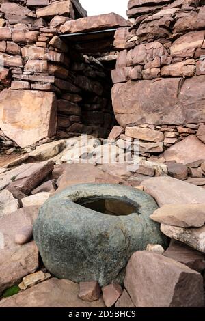 Knocking Stone in the Interior of Clachtoll Broch (An Dun) which is ...