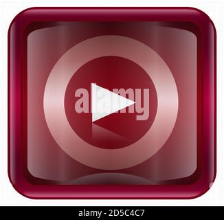 Play icon dark red, isolated on white background Stock Photo - Alamy