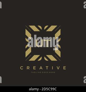 UT Initial Letter Gold calligraphic feminine floral hand drawn heraldic ...