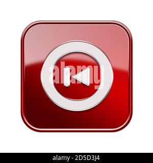 Rewind Back icon dark red, isolated on white Stock Photo - Alamy