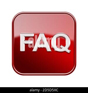 FAQ icon glossy red, isolated on white background Stock Photo - Alamy