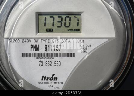 A Centron residential electric meter manufactured by Itron on a home in ...