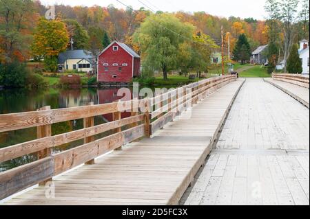 The Floating Bridge (1820) over Sunset Lake in Brookfield Vermont. The ...