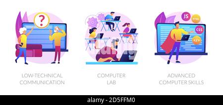 Low-technical communication, computer Lab, advanced skills concept with ...