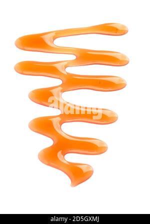 Maple syrup drizzle isolated on white background. Splashes of sweet ...