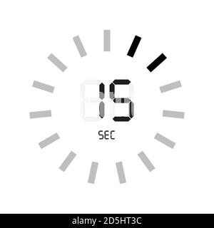 15 seconds Countdown Timer icon set. time interval icons. Stopwatch and time measurement. Stock ...