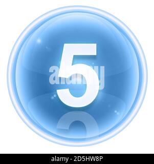Cold blue font Number 5 FIVE 3D render illustration on blue background ...
