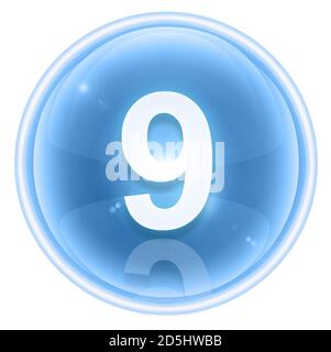 Blue ice font Number 9 NINE 3D rendering illustration isolated on white ...