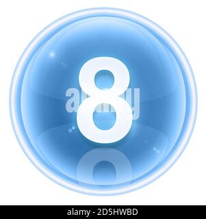 Blue ice font Number 8 EIGHT 3D rendering illustration isolated on ...