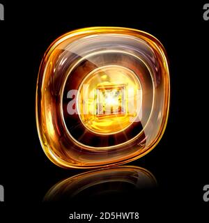Stop icon amber, isolated on black background Stock Photo - Alamy