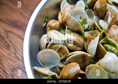 Closeup shot of a delicious mussels soup Stock Photo - Alamy