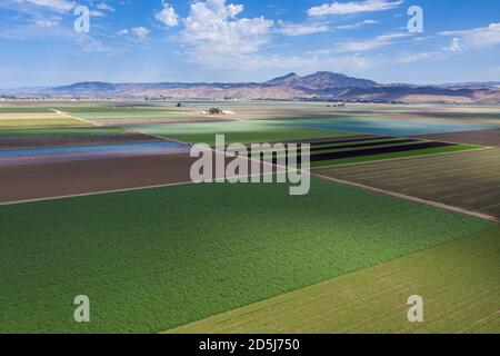 Aerial views looking over the rich agricultural landscape of the ...