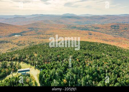 aerial of image of Okemo Mountain in the Fall, Ludlow, Vermont Stock ...