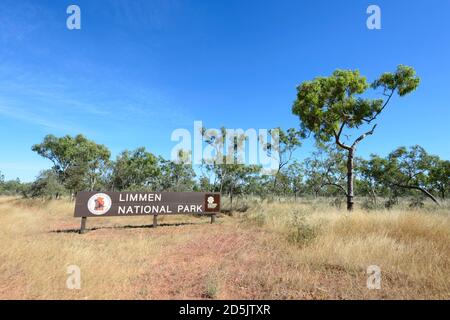 Name sign of Limmen National Park, a remote scenic Outback region ...