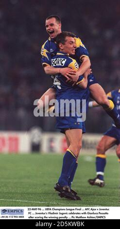 Vladimir Jugovic celebrates scoring the winning penalty in the shoot ...