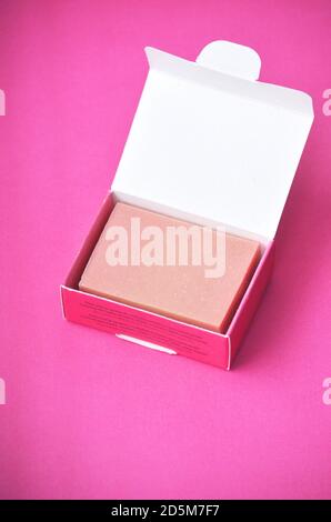 Natural handmade soap, on pink background Stock Photo - Alamy
