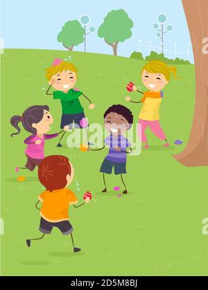 Stickman Illustration of Kids Playing Dodge ball in a Park Stock Photo ...