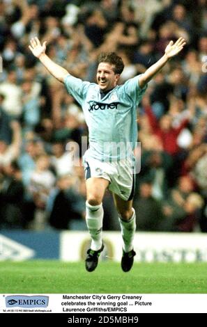Manchester City's Gerry Creaney celebrates the winning goal ... Picture ...